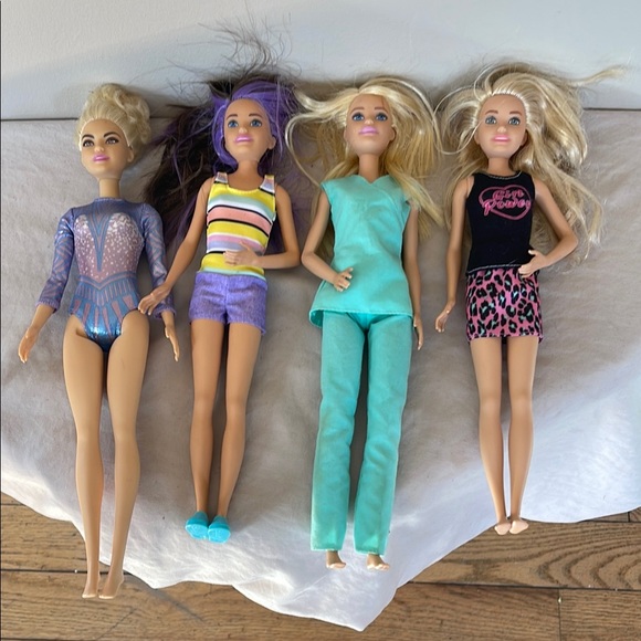 Mattel | Toys | 4 Barbie Dolls Mattel Mixed Lot Clothes Nurse Fashion ...